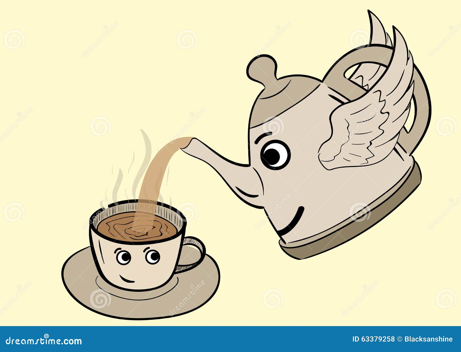 Positive tea drinking stock vector. Illustration of design - 63379258