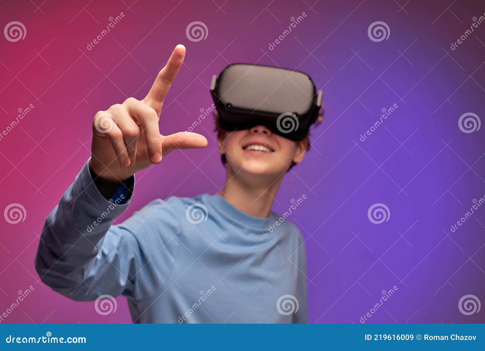 Positive Teen Getting Experience Using VR-headset Glasses of Virtual ...
