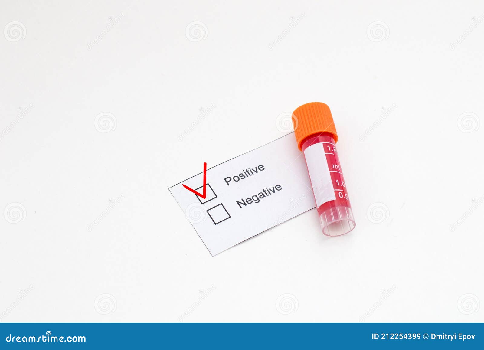 Positive Test and Laboratory Sample of Blood Testing Tube Stock Image ...