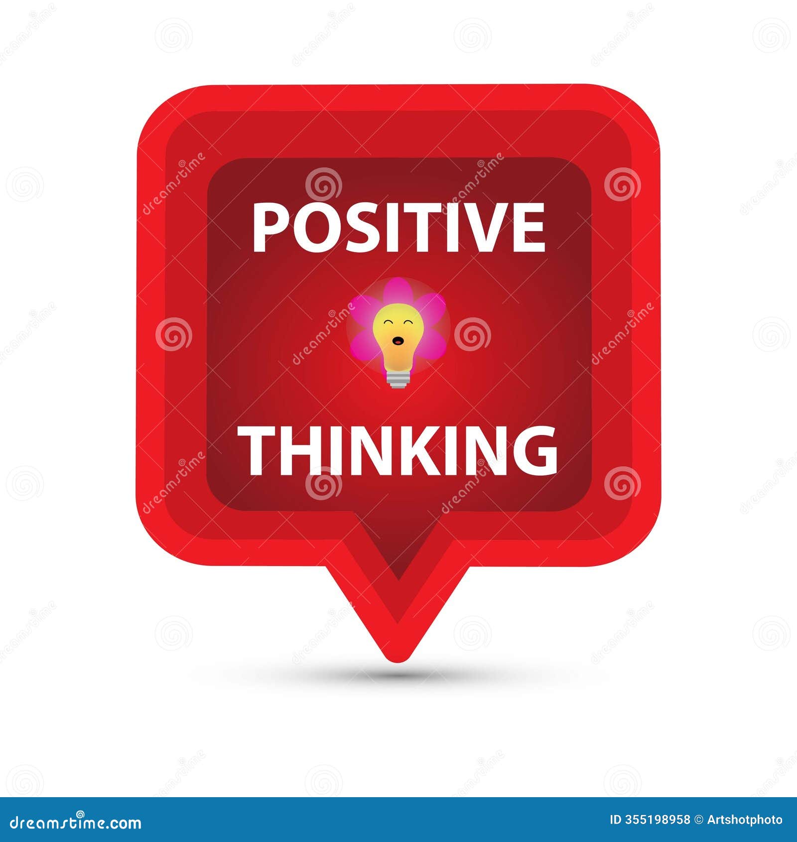 Red Speech Bubble with a Light Bulb and the Message Positive Thinking ...