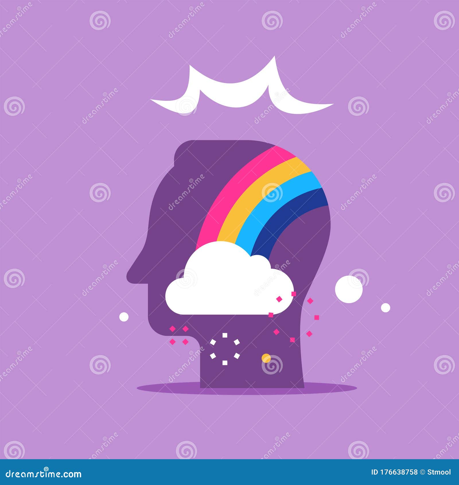 Positive Thinking, Cloud and Rainbow in Head, Good Attitude, Optimist ...