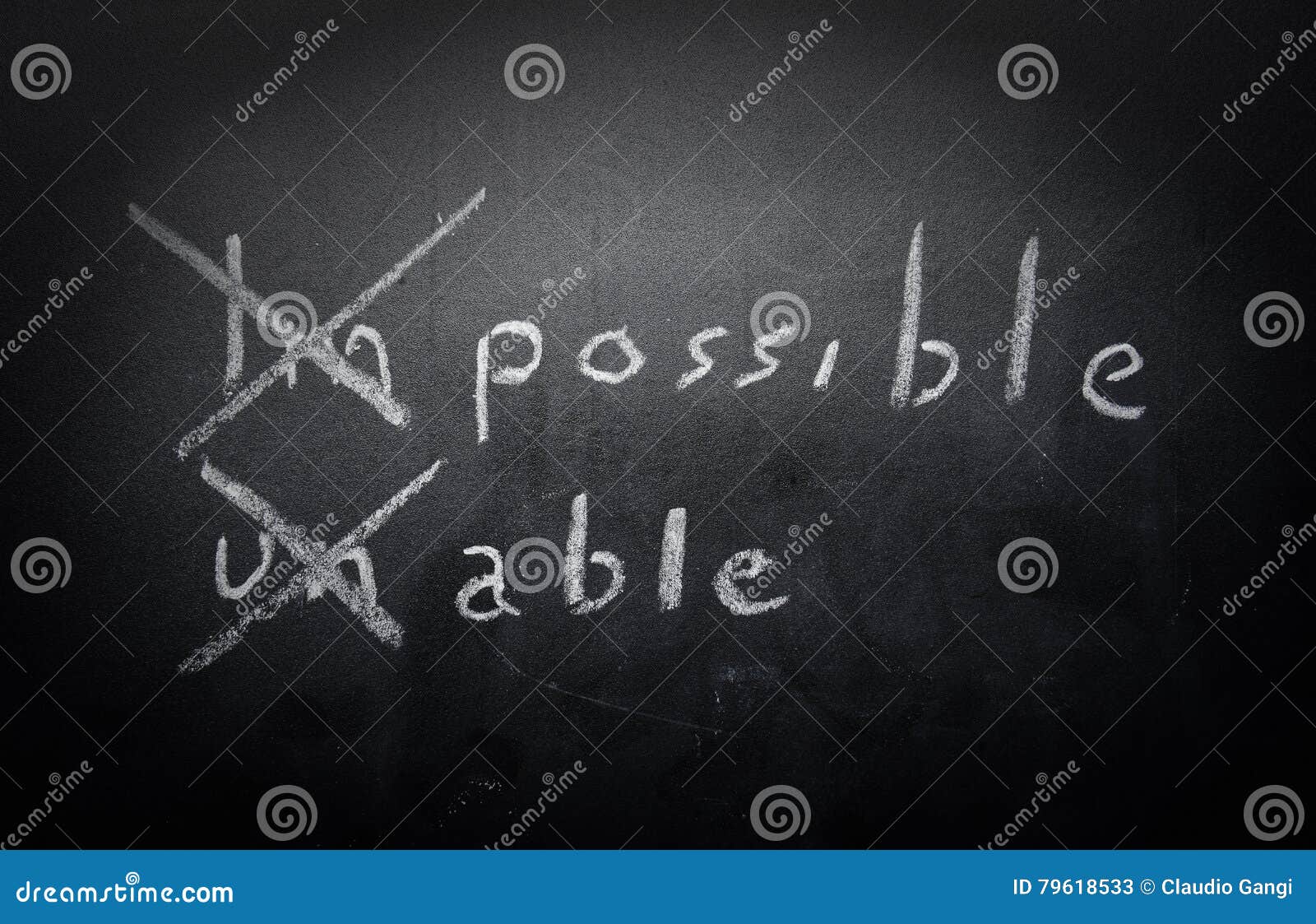 Positive Thinking Concept Handwritten on Black Chalkboard with M Stock ...