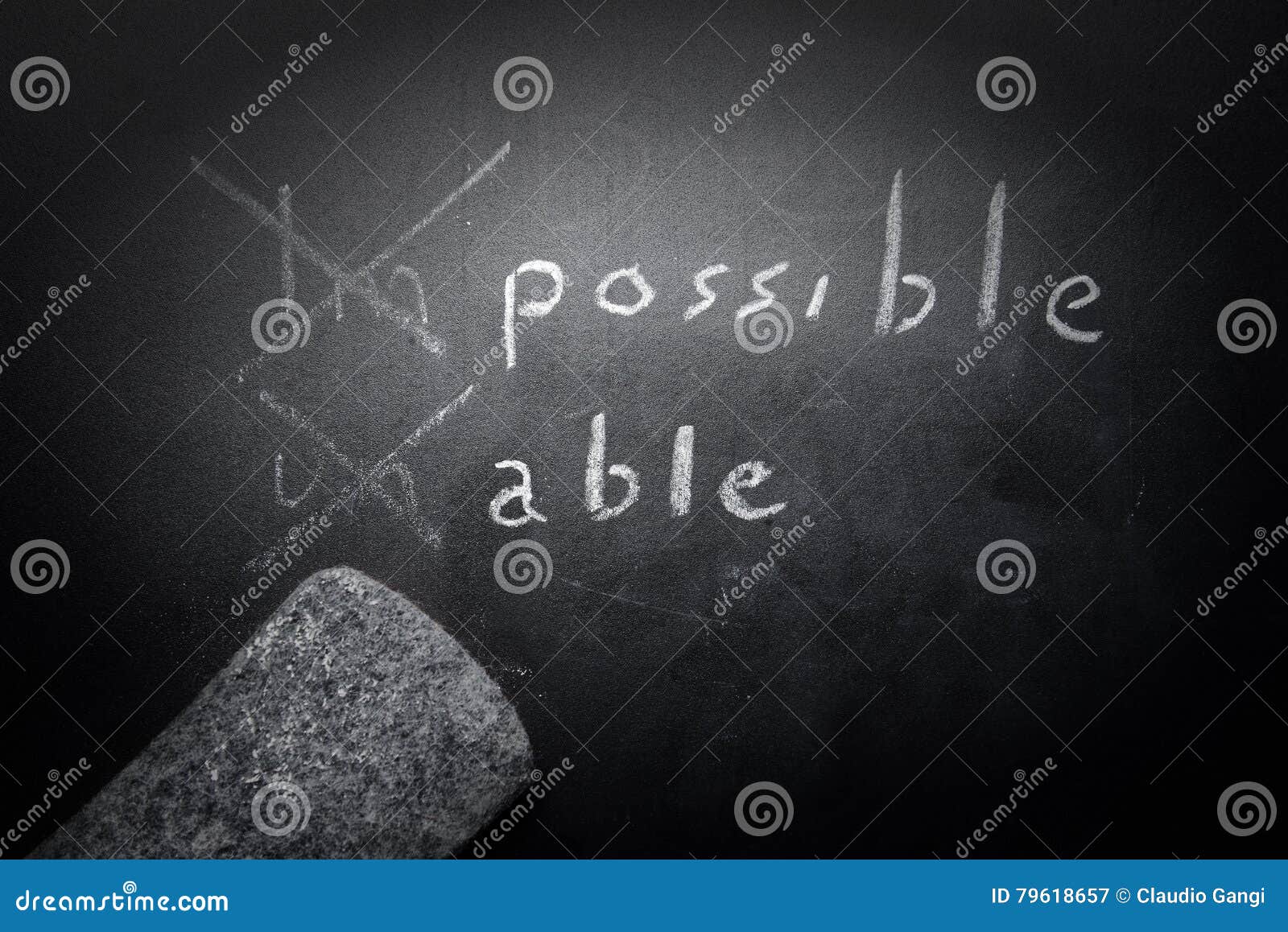 Positive Thinking Concept Handwritten on Black Chalkboard with M Stock ...