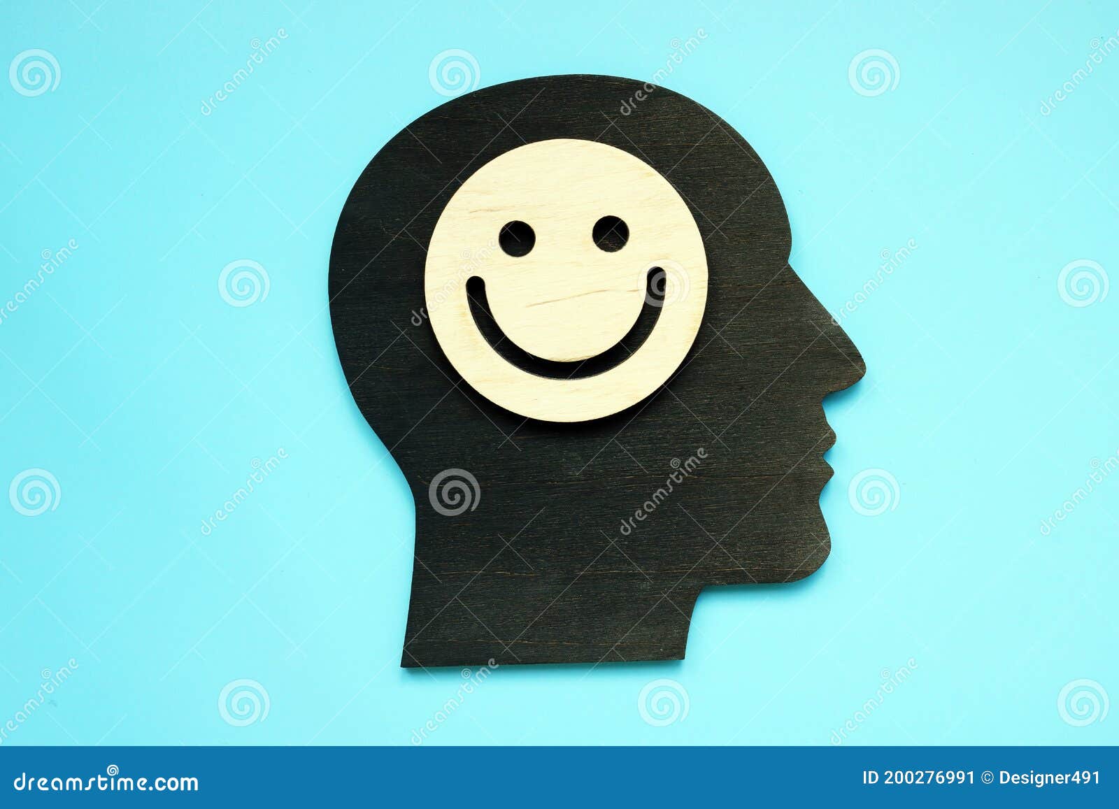 Positive Thinking Concept. Head Shape and Smiley Face on it. Stock ...