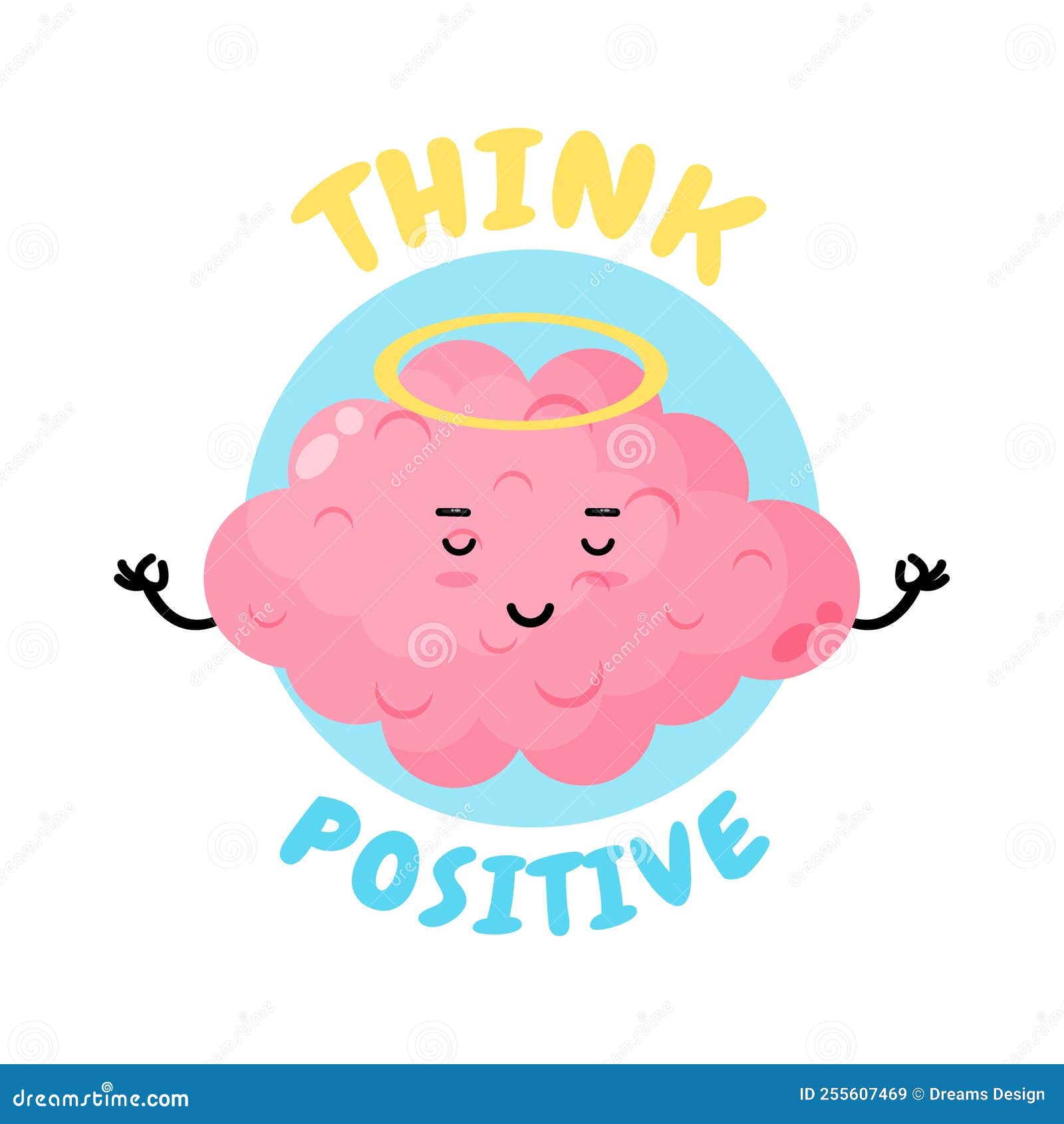 Positive Thinking, Cute Brain Doing Meditation Stock Vector ... Positive Thinking, Cute Brain Doing Meditation Stock Vector ...