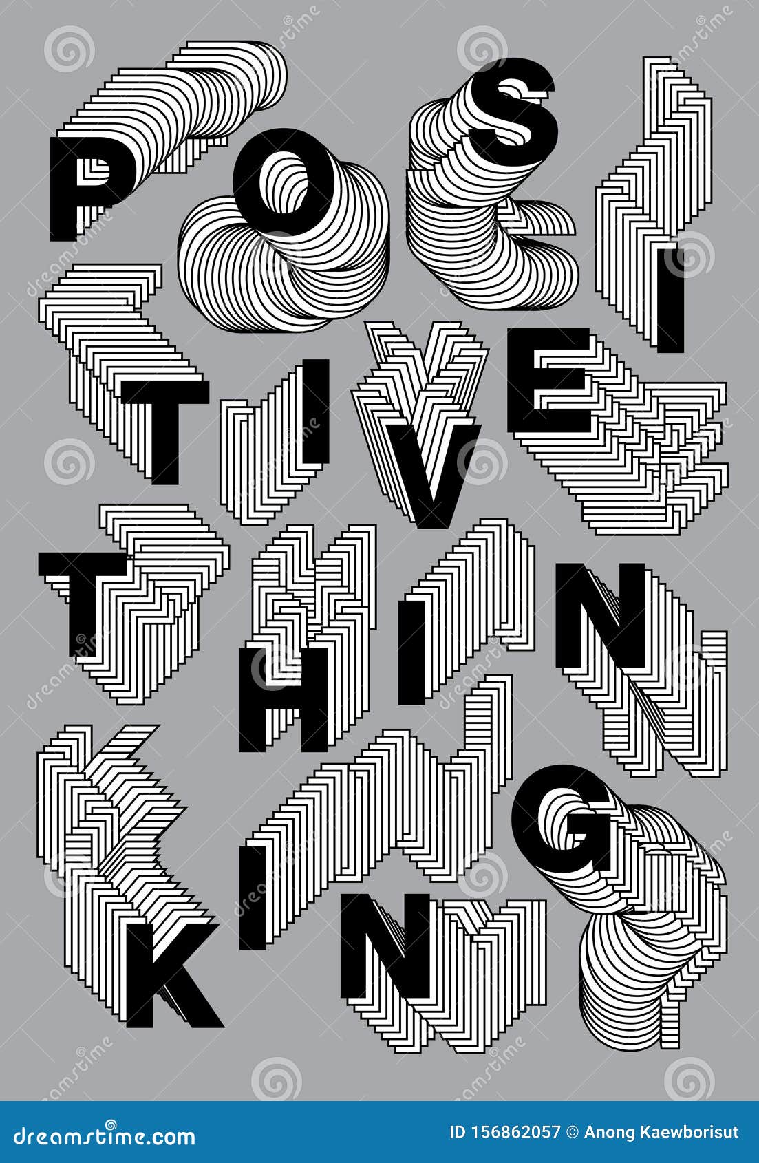 Positive Thinking, Layered Alphabet Stock Vector - Illustration of ...