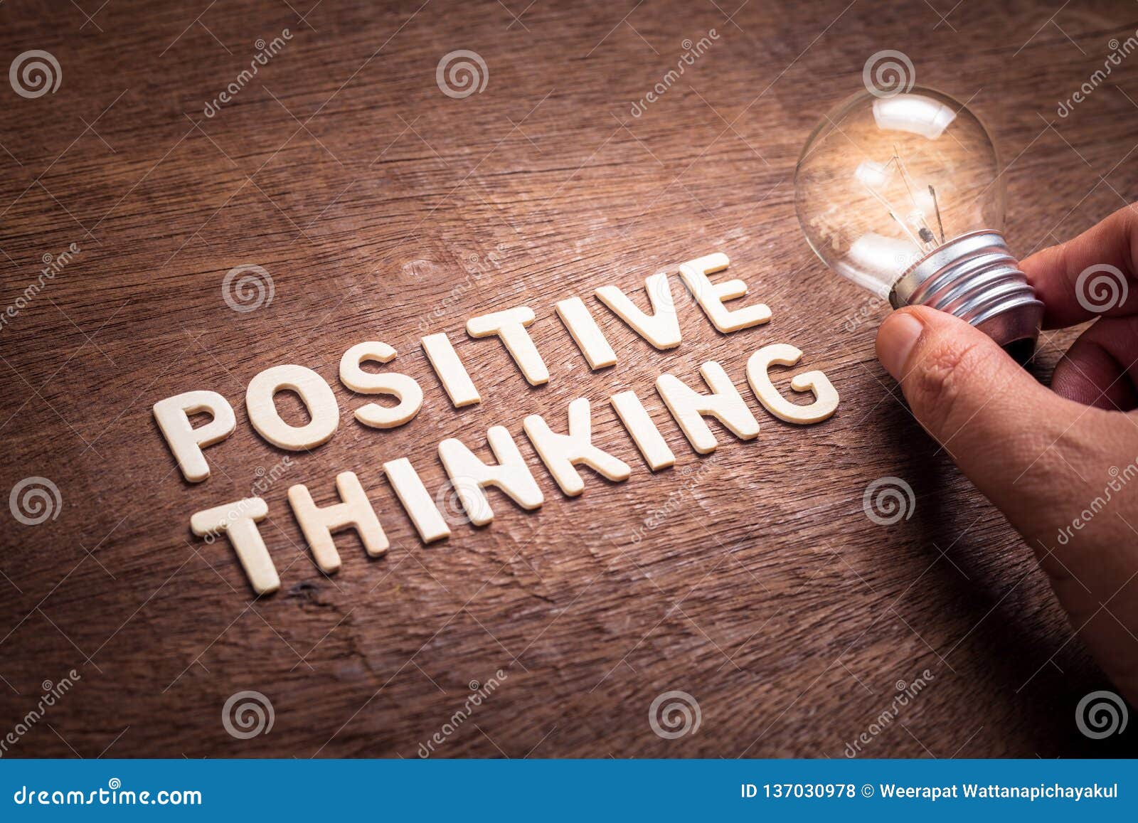 Positive Thinking with Light Bulb Stock Photo - Image of idea, concept ...