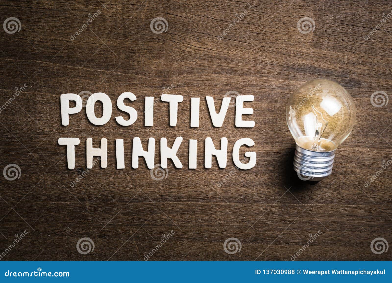 Positive Thinking with Light Bulb Stock Photo - Image of inspiration ...