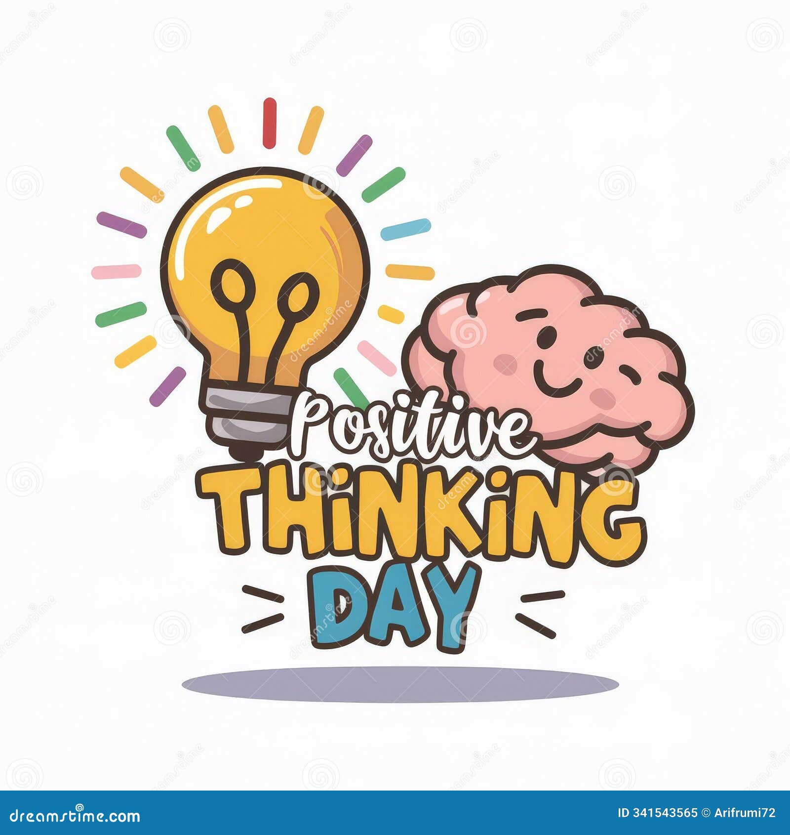 Positive Thinking with Lightbulb and Brainstorming Illustration with ...