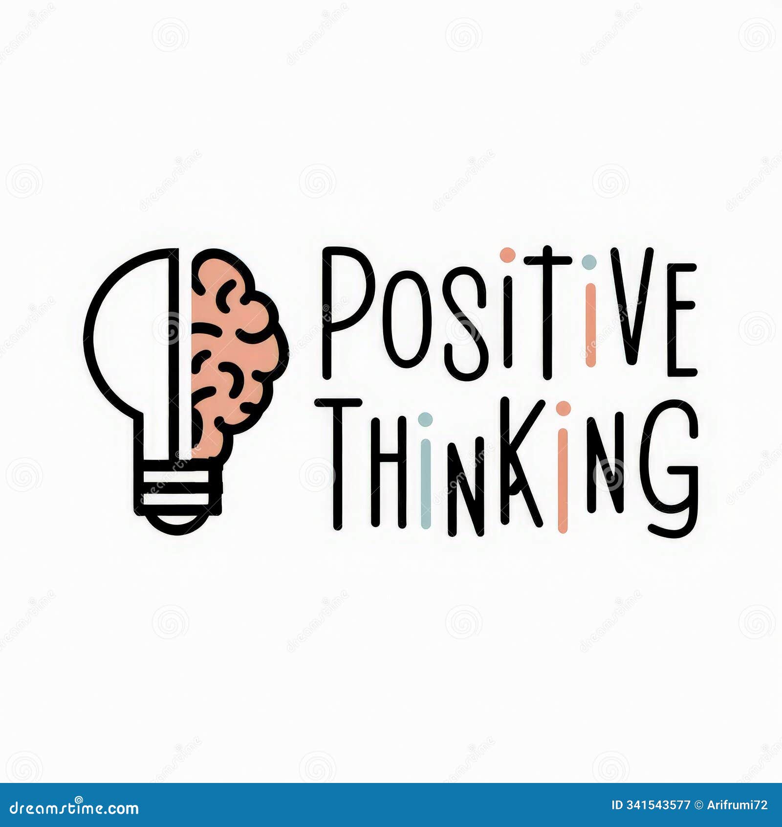 Positive Thinking with Lightbulb and Brainstorming Illustration with ...