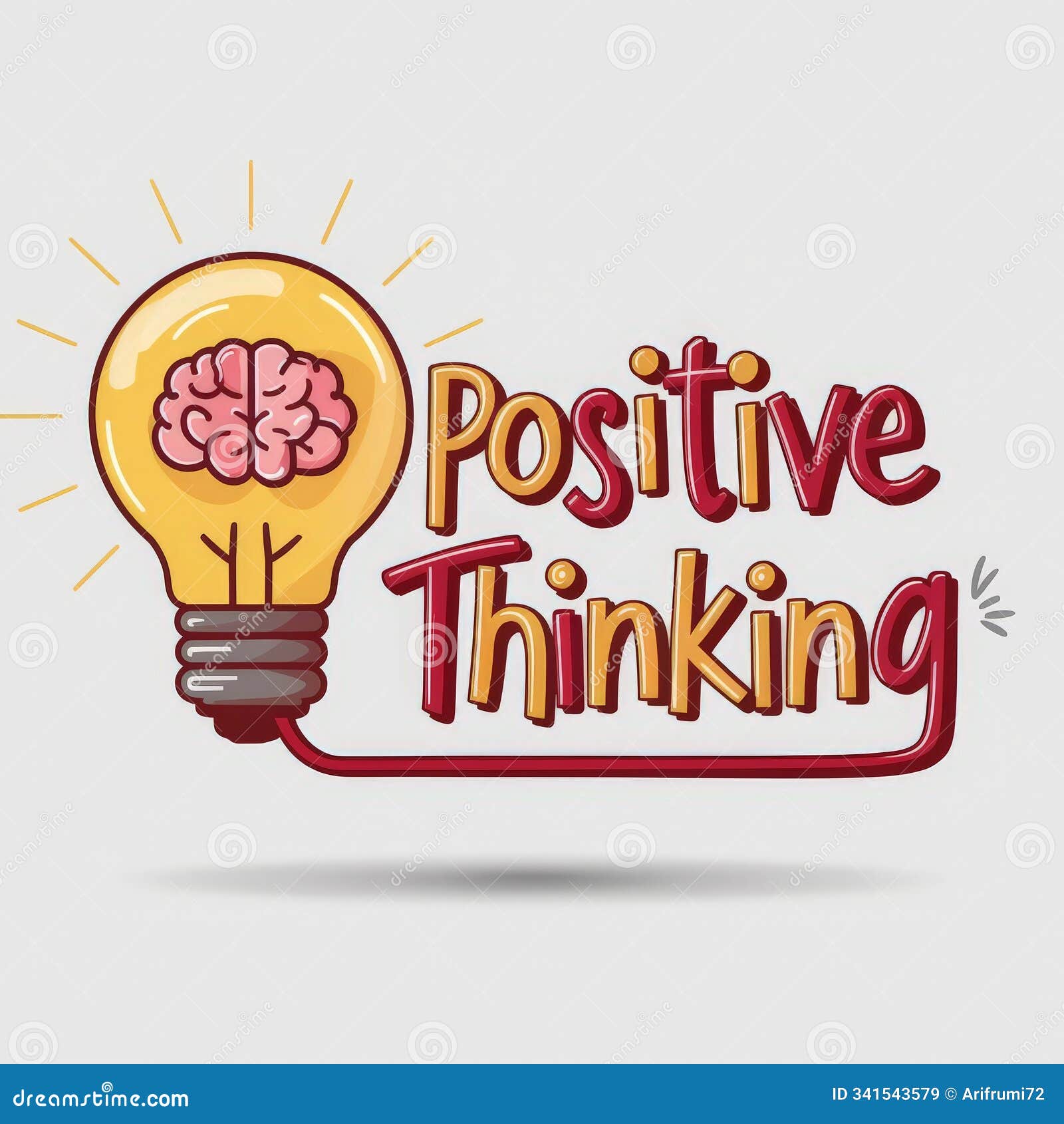 Positive Thinking with Lightbulb and Brainstorming Illustration with ...