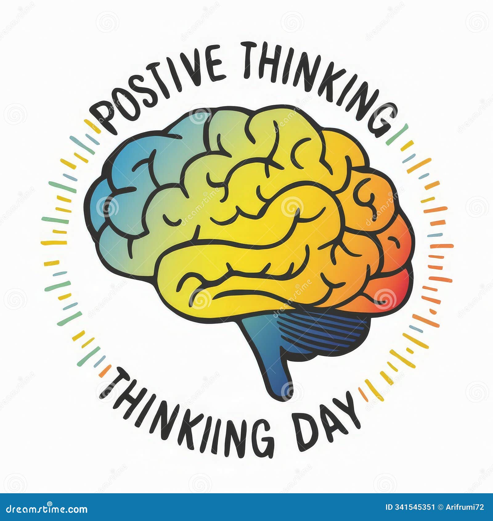 Positive Thinking with Lightbulb and Brainstorming Illustration with ...