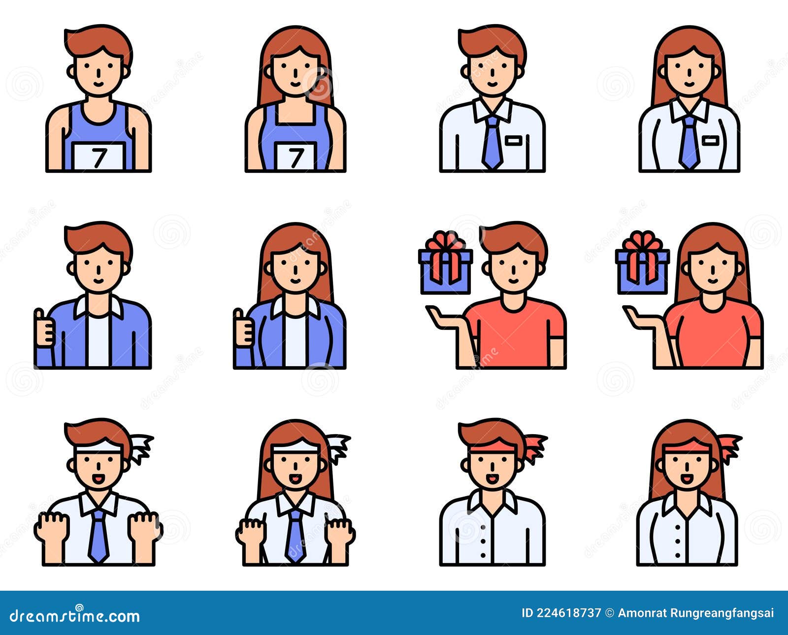 Positive Thinking and Motivation Avatar Set 2, Vector Illustration ...