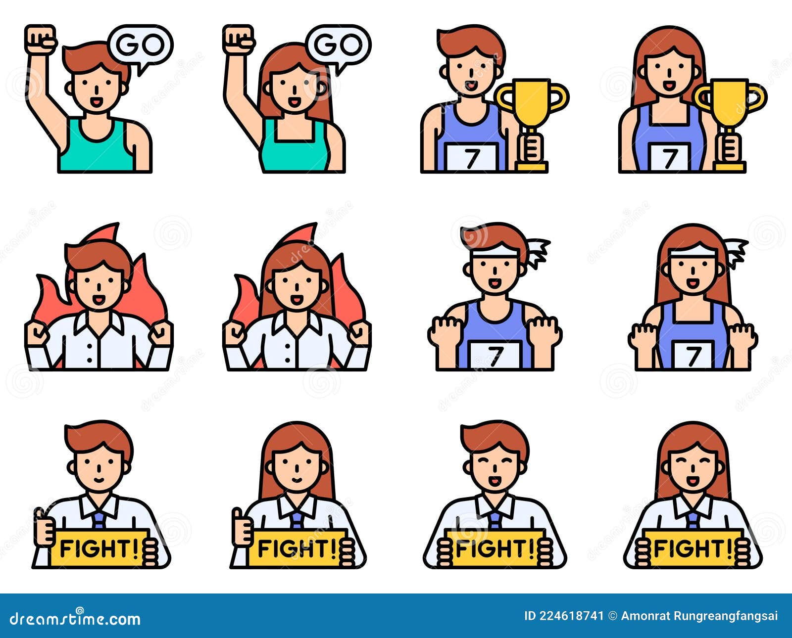 Positive Thinking and Motivation Avatar Set 4, Vector Illustration ...