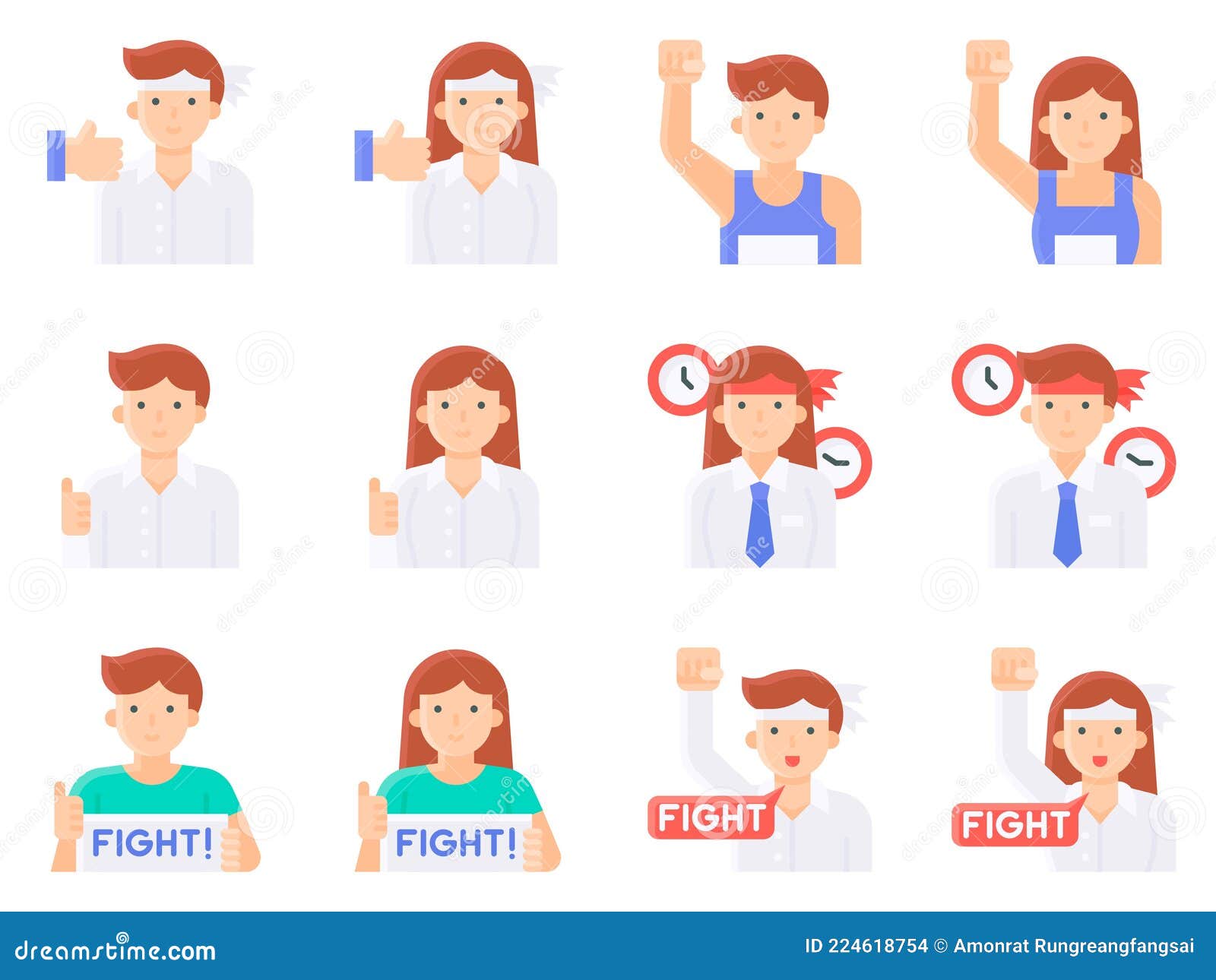 Positive Thinking and Motivation Avatar Set 3, Vector Illustration ...