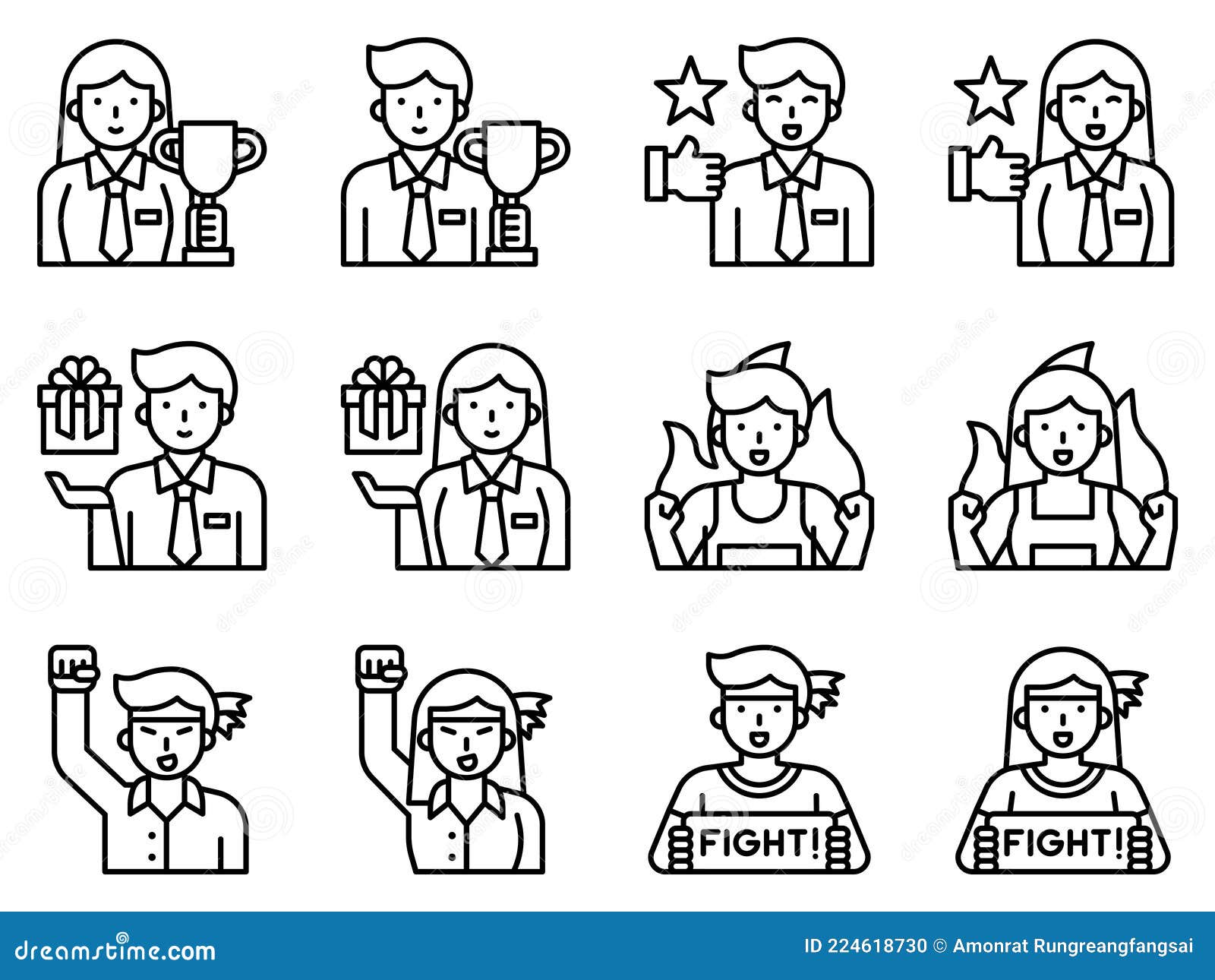 Positive Thinking and Motivation Avatar Set 5, Vector Illustration ...