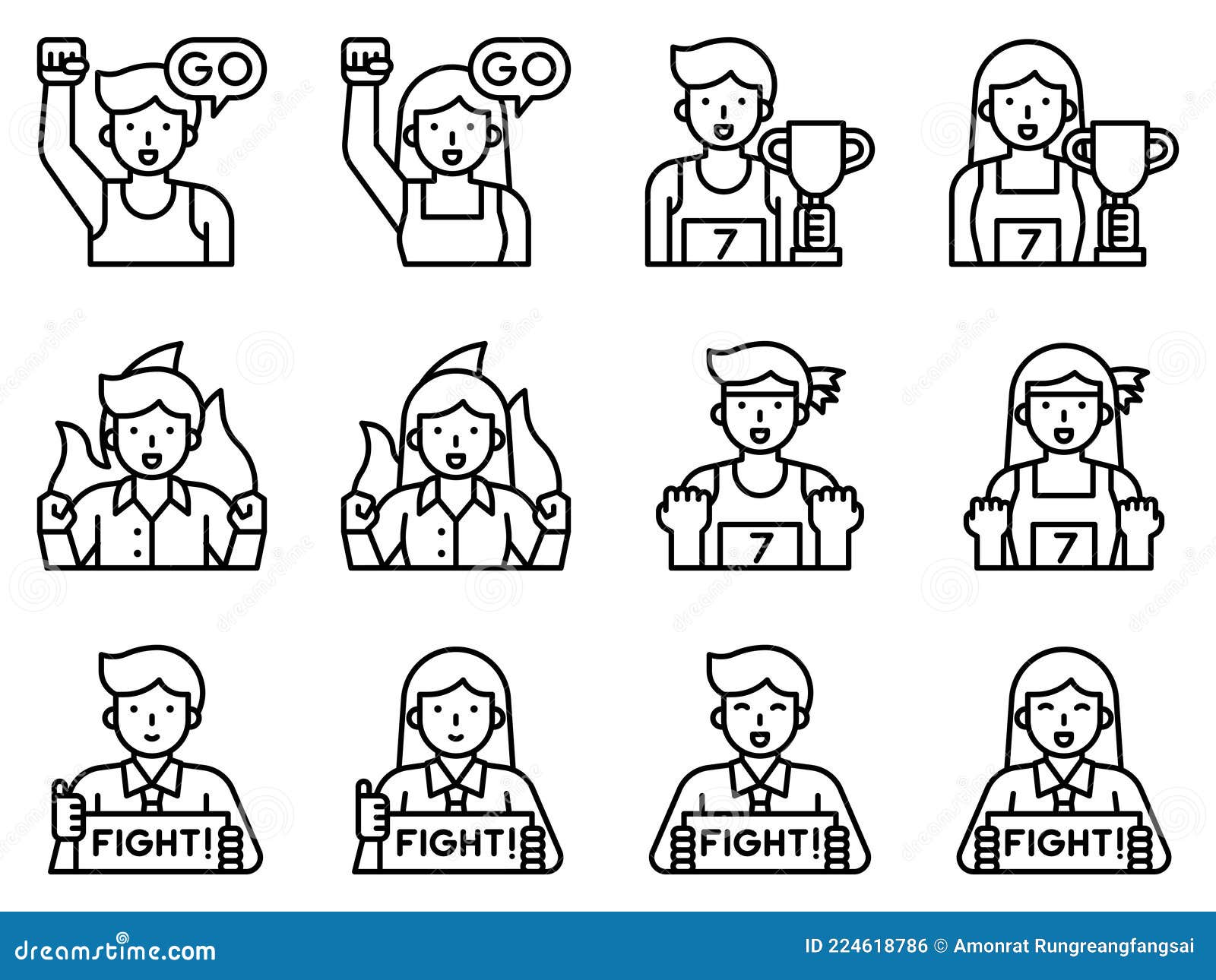 Positive Thinking and Motivation Avatar Set 4, Vector Illustration ...