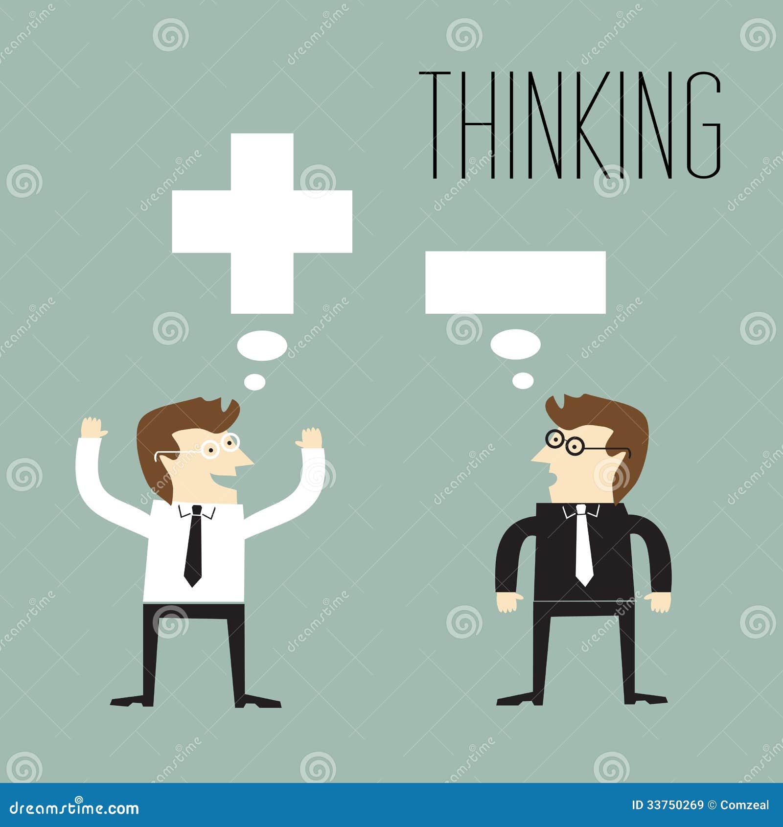Positive Thinking and Negative Thinking Stock Illustration ...