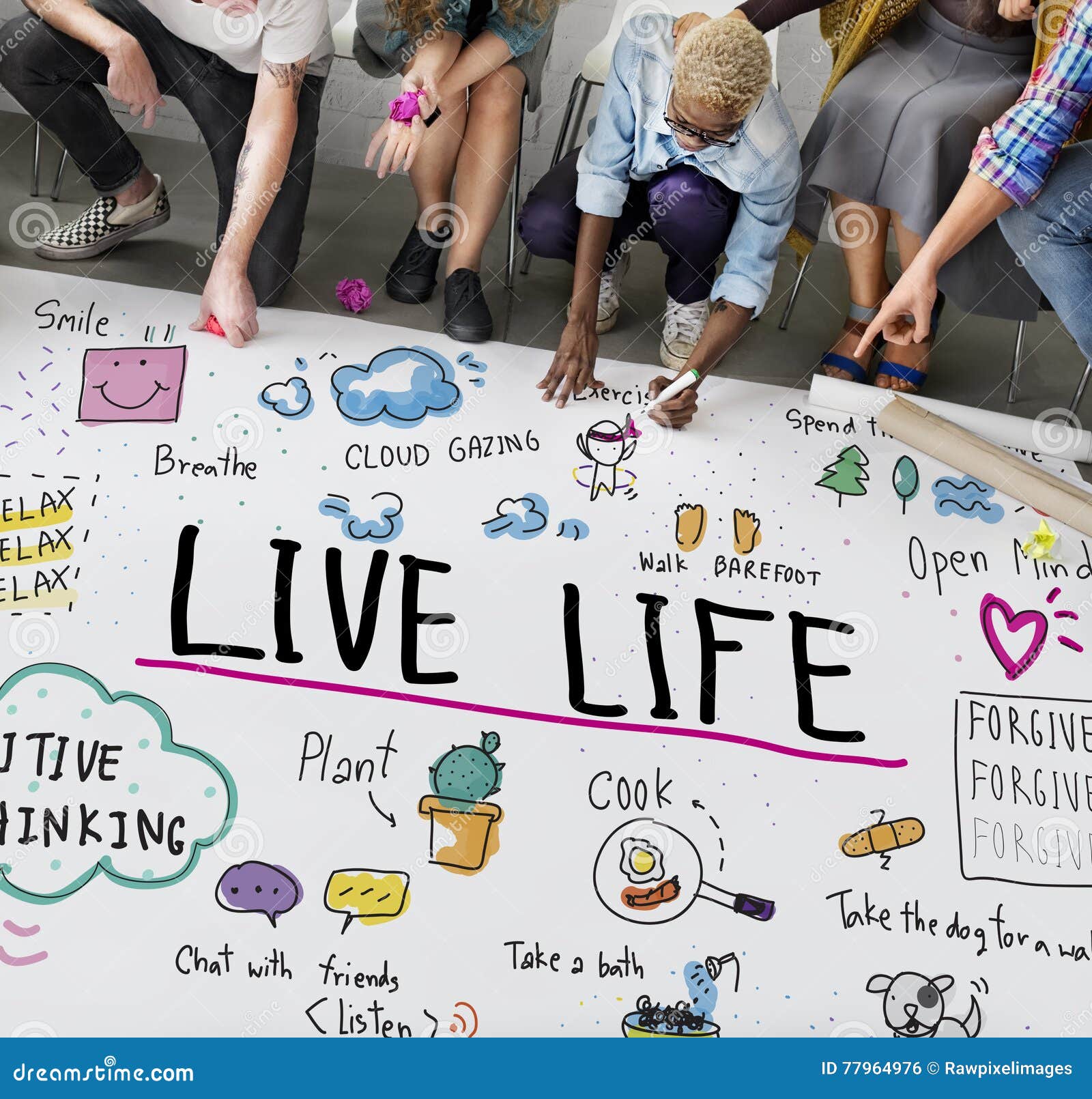 Positive Thinking Simple Life Graphic Concept Stock Photo - Image of ...