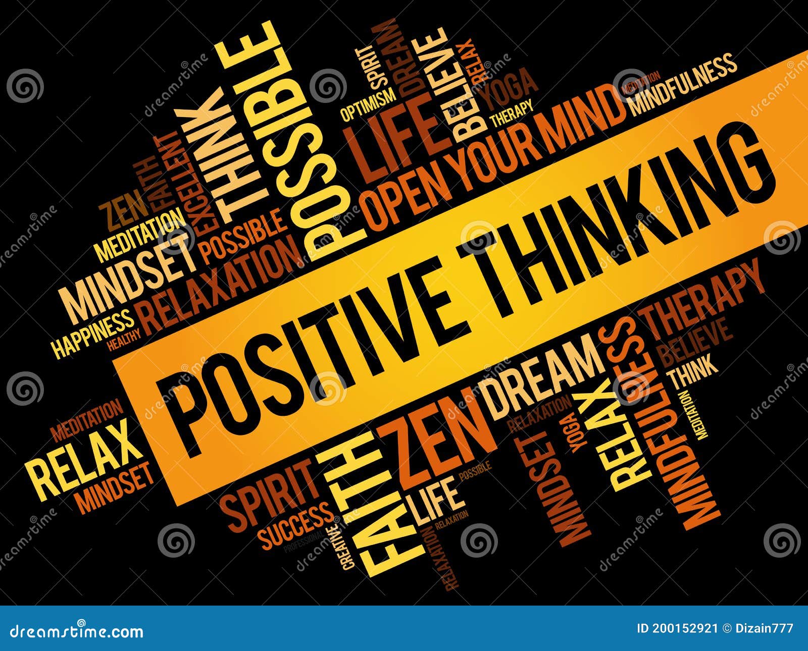Positive Thinking Word Cloud Stock Illustration - Illustration of ...