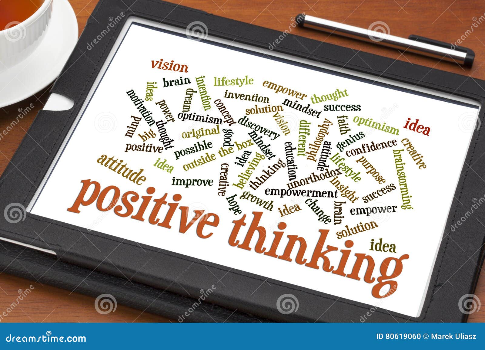 Positive Thinking Word Cloud on Tablet Stock Photo - Image of ...