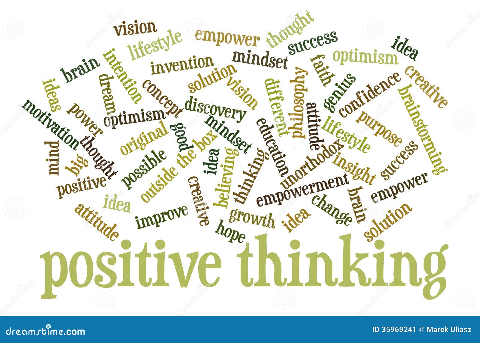 Positive Thinking Word Cloud Stock Illustration - Illustration of ...
