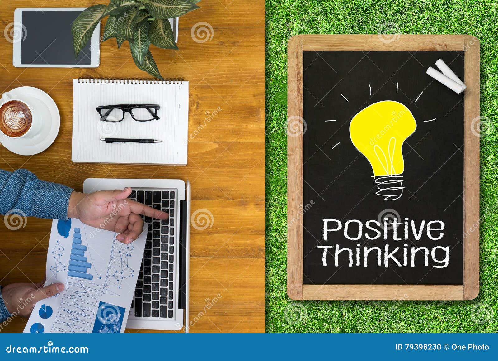 POSITIVE THINKING stock photo. Image of motivation, chalkboard - 79398230