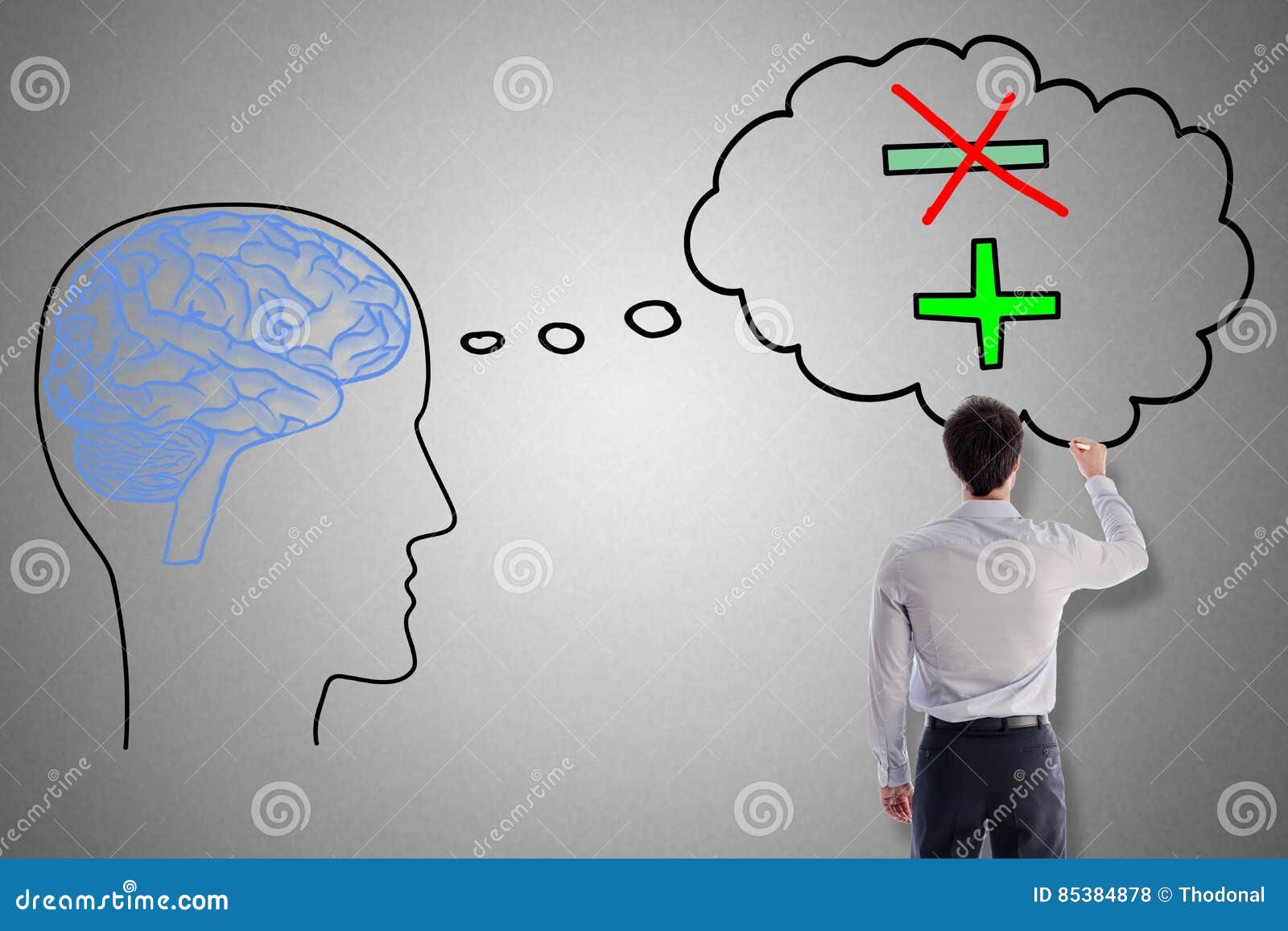 Positive Thought Concept Drawn by a Man Stock Photo - Image of drawing ...