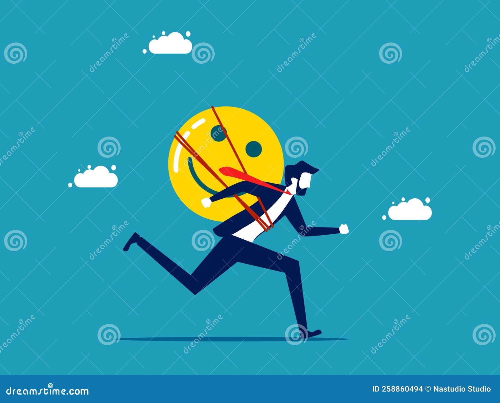 Positive Thoughts. Businessman with a Smiling Face Running Forward ...