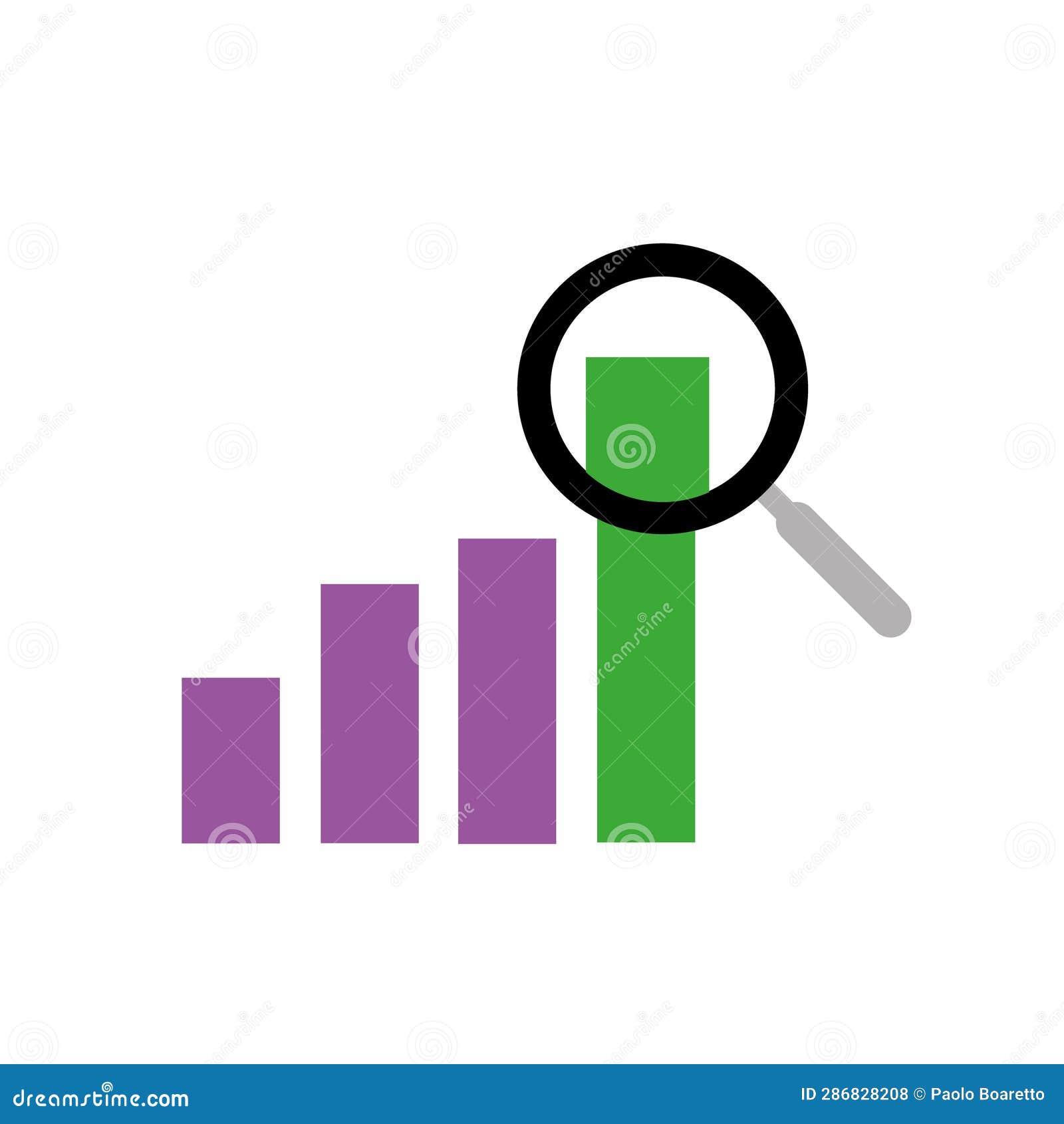 Positive Trend Bar Chart and Magnifier Showing Growth Stock ... Positive Trend Bar Chart and Magnifier Showing Growth Stock ...