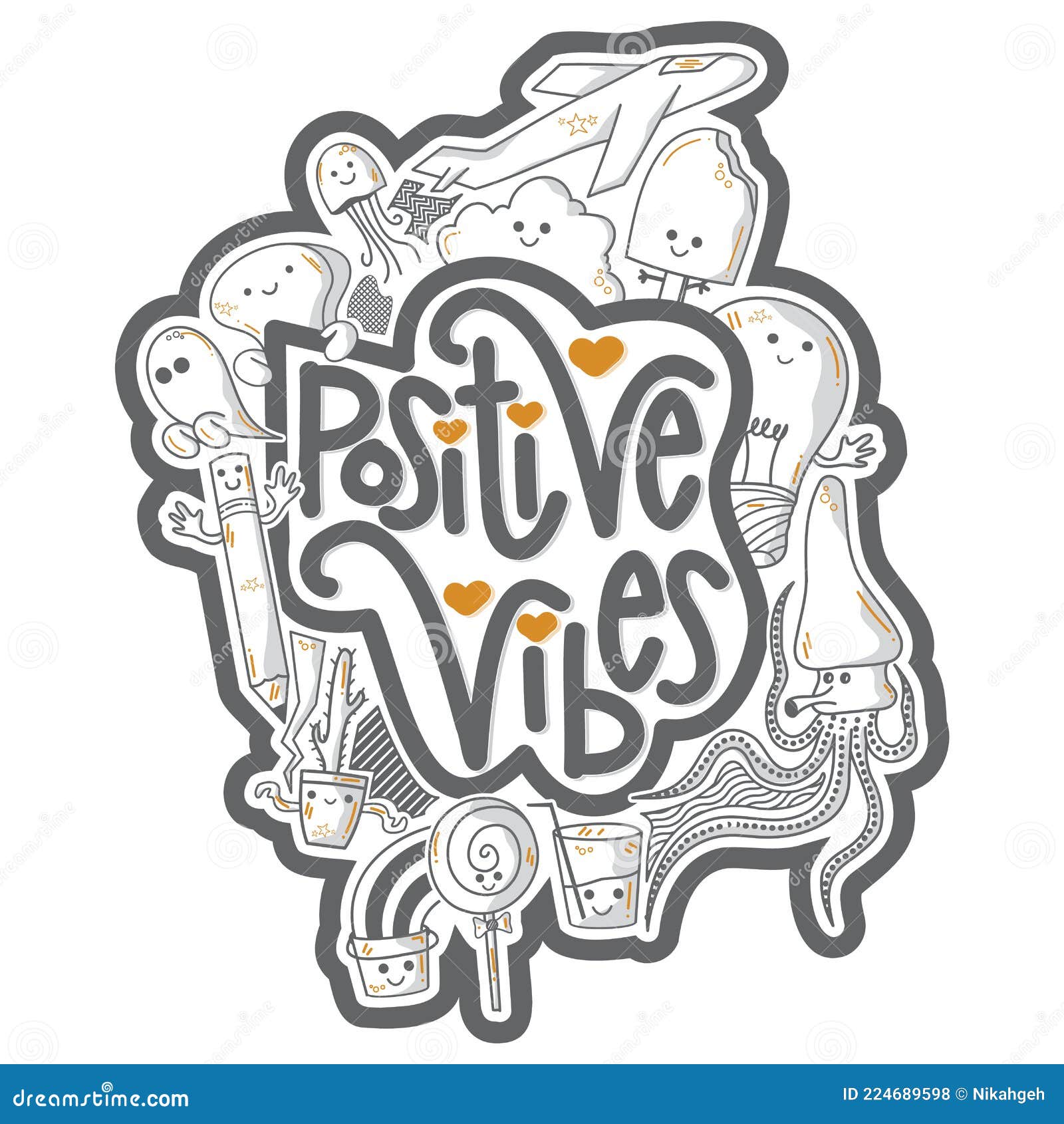POSITIVE VIBES DOODLE stock vector. Illustration of doodle - 224689598