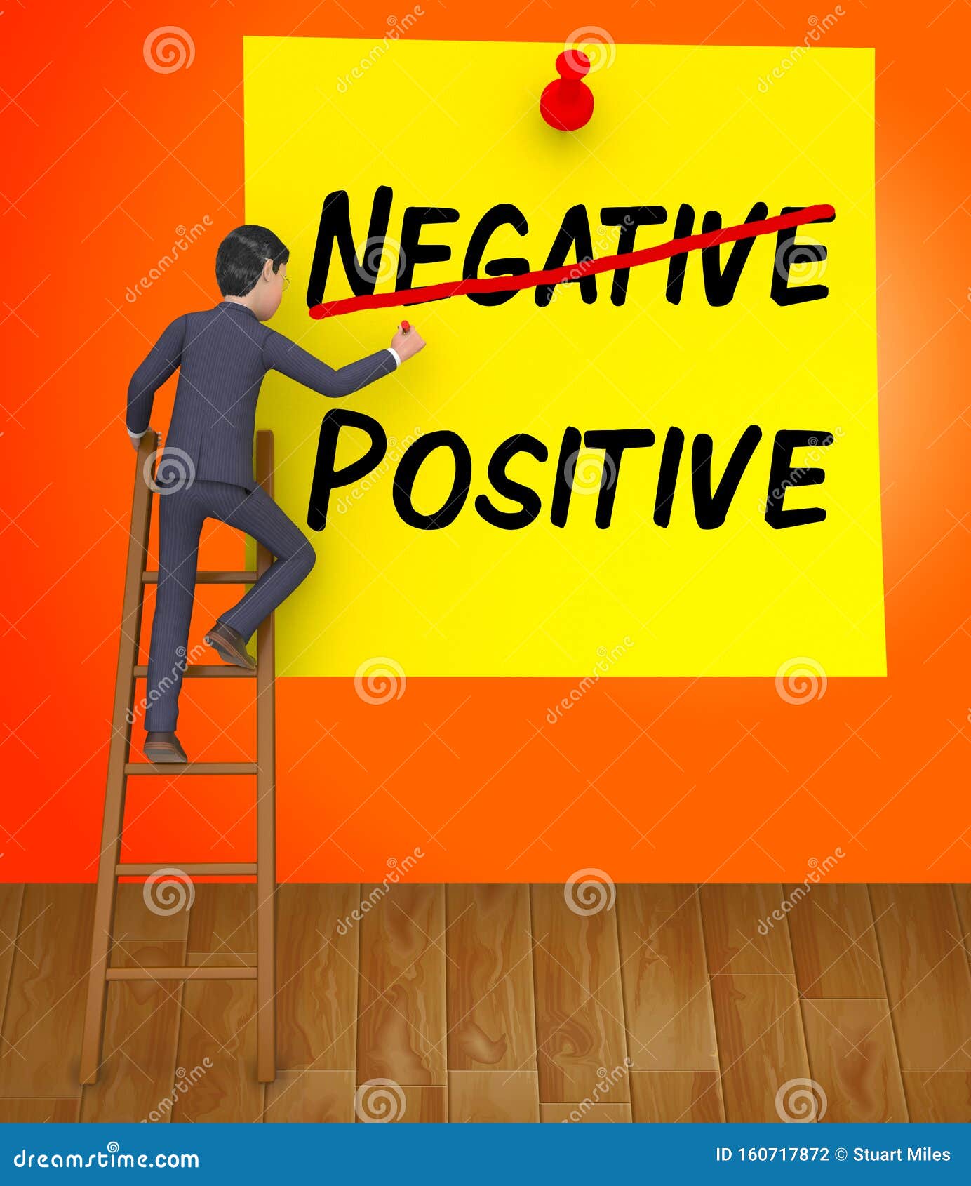 Positive Vs Negative Note Depicting Reflective State of Mind - 3d ...