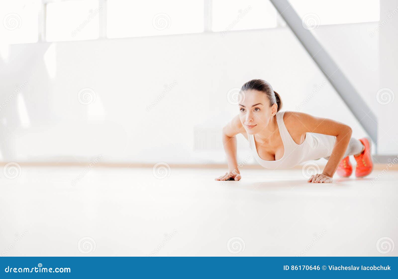 Positive Well Built Woman Developing Her Strength Stock Photo - Image ...