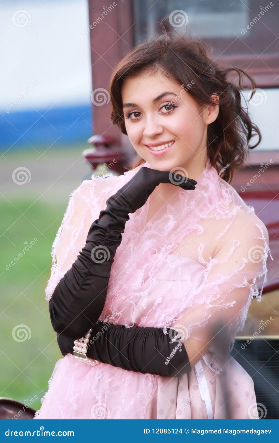 Positive woman in pink stock photo. Image of person, female - 12086124