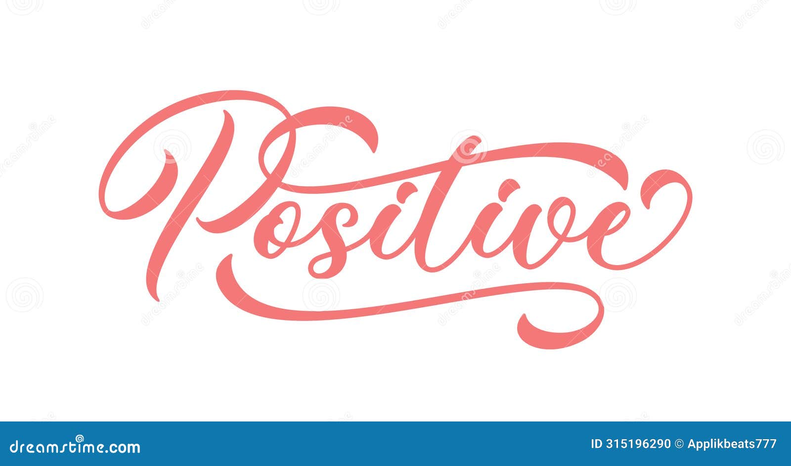 Positive - Word Hand Drawn Lettering Stock Illustration - Illustration ...