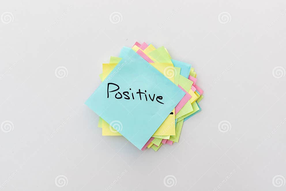 Positive Word Hand Written on a Sticky Note Stock Image - Image of word ...