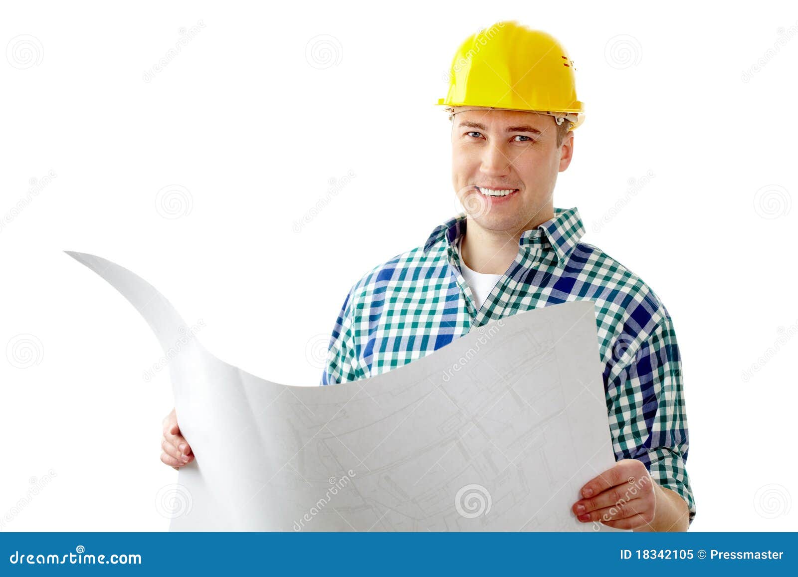 Positive worker stock image. Image of helmet, journeyman - 18342105