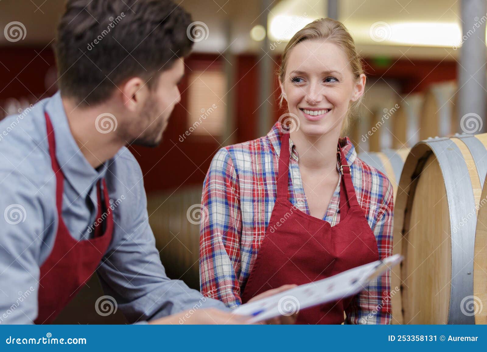 Positive Workers in Wine Factory Stock Image - Image of woman, plant ...
