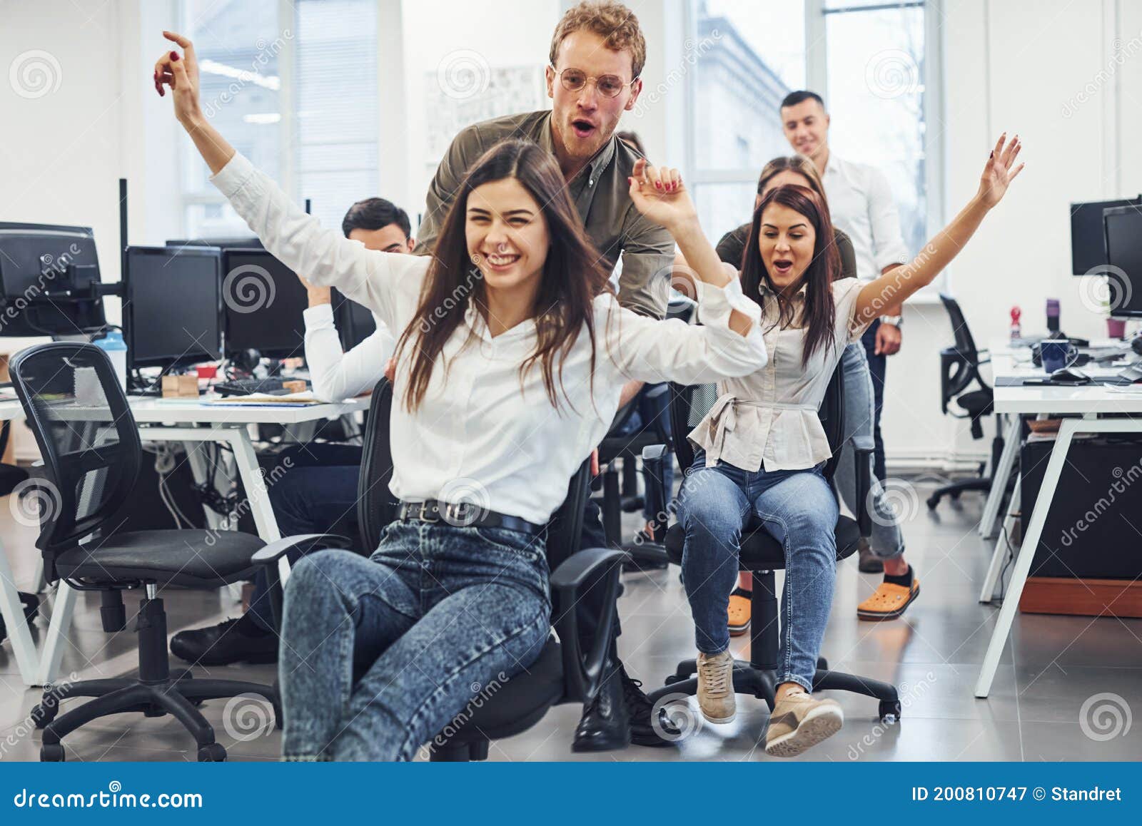 Positive Young People Have Fun at Break Time in the Office Stock Image ...