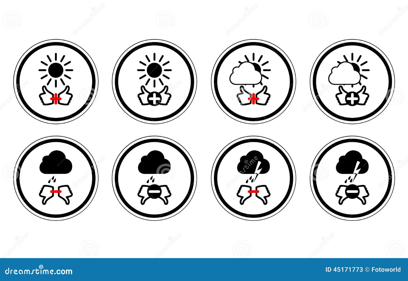 Positively and Negatively. Weather. Isolated Stock Illustration ...