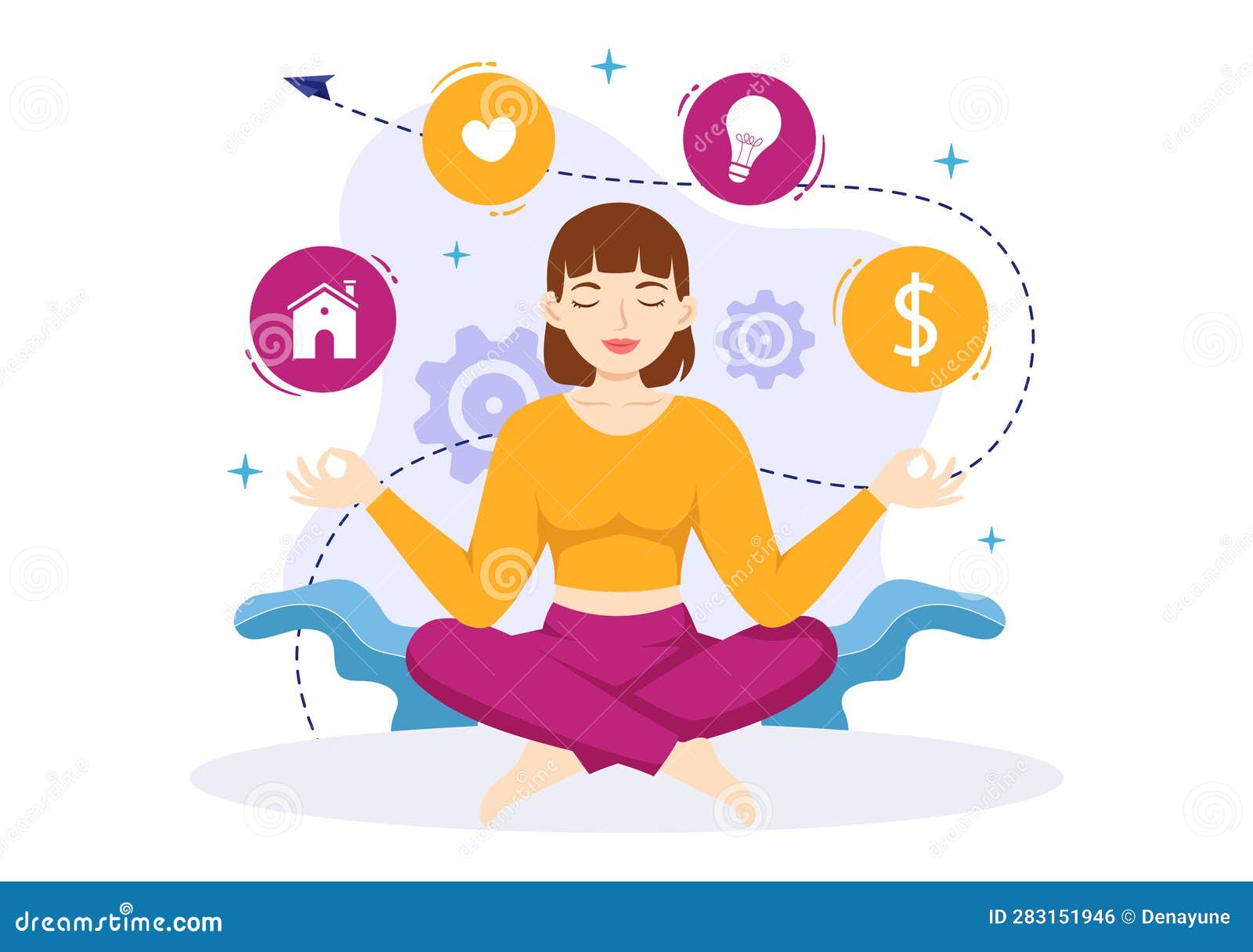 Positives Thoughts Vector Illustration with Thinking Positive As a ...