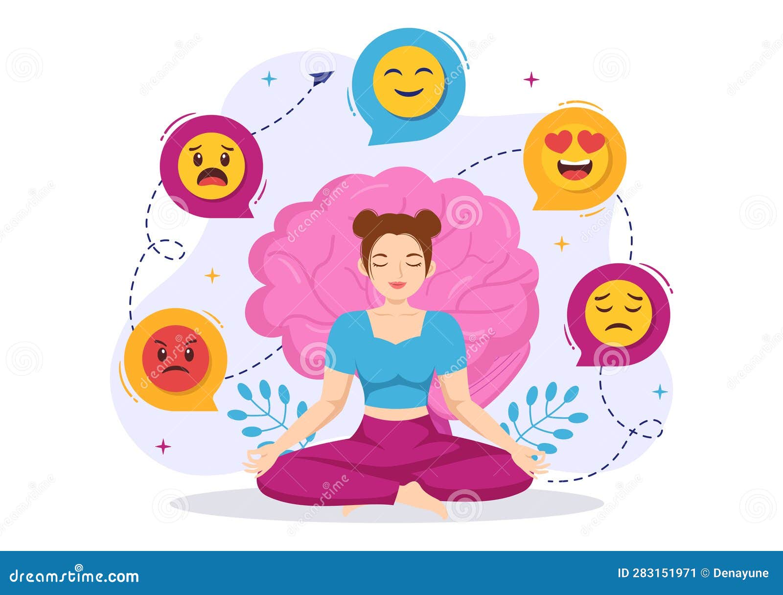 Positives Thoughts Vector Illustration with Thinking Positive As a ...