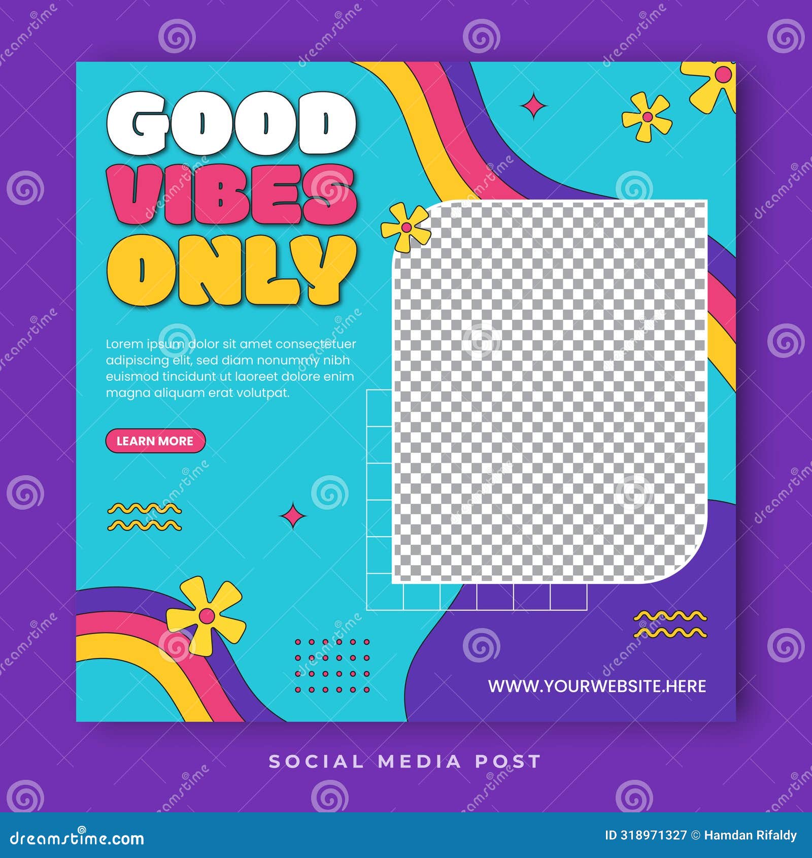 Positivism Template for Social Media Post. Good Vibes Stock Vector ...