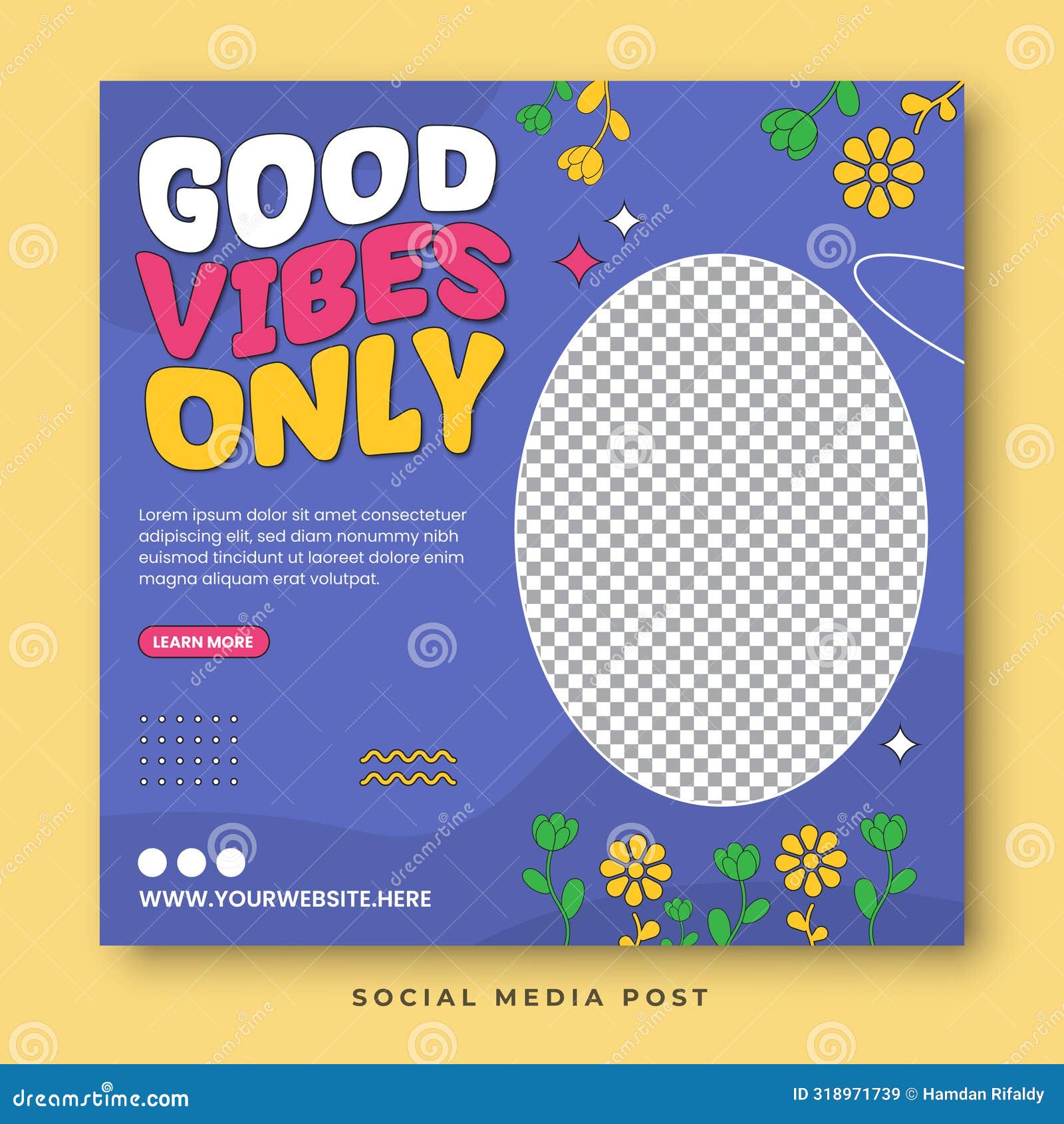 Positivism Template for Social Media Post. Good Vibes Stock Vector ...