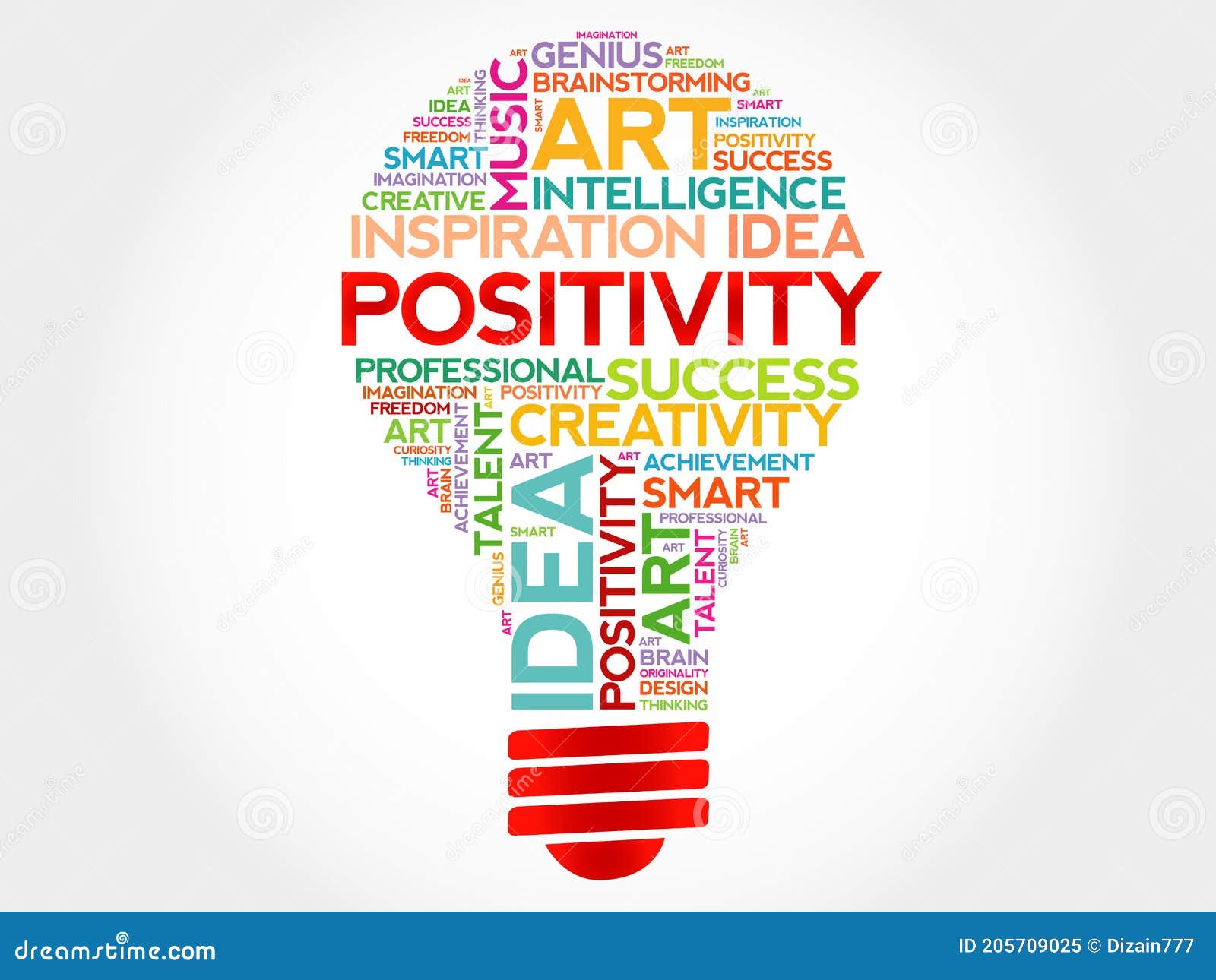 Positivity bulb word cloud stock illustration. Illustration of ...
