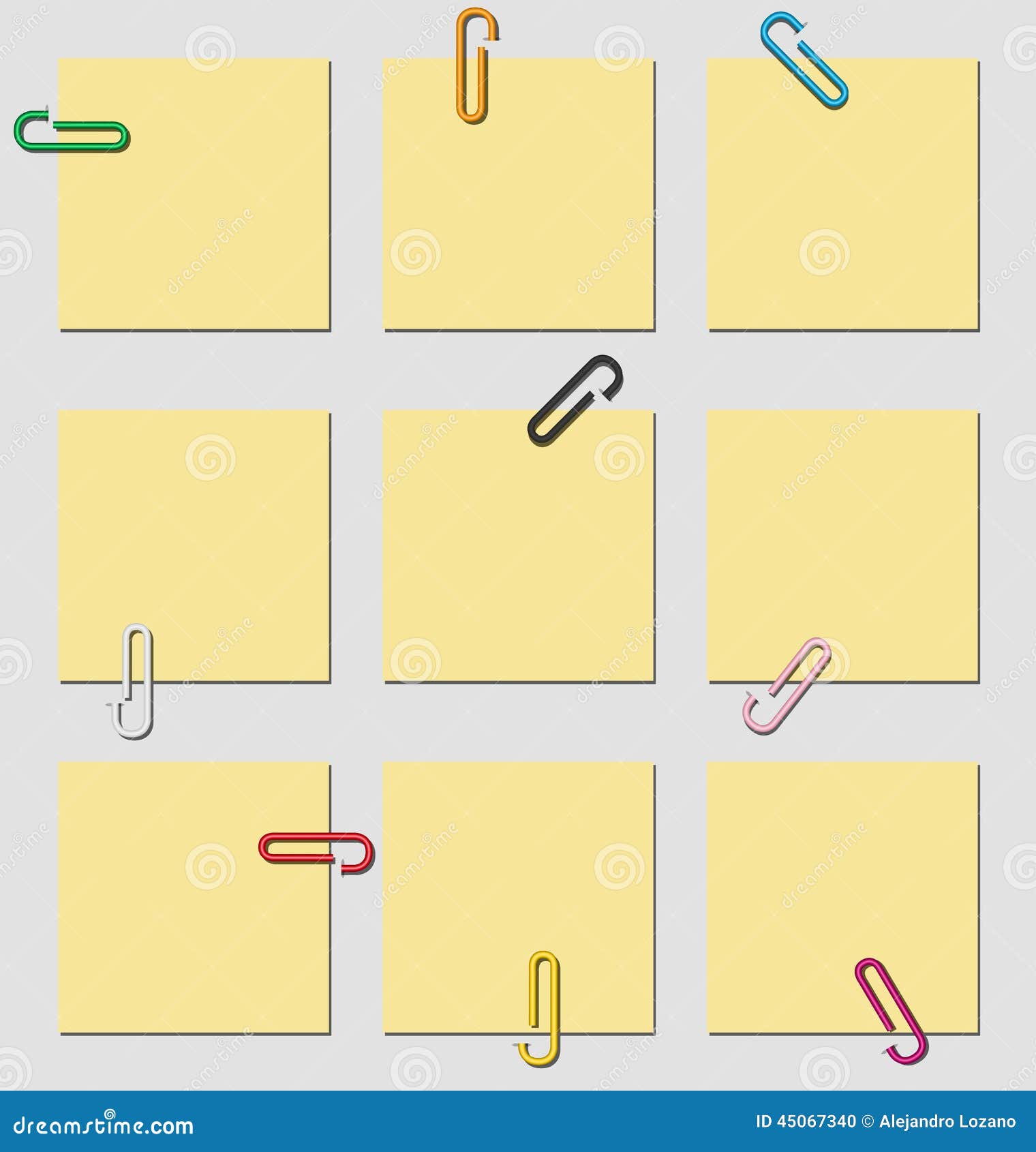 Posits nine and clips stock vector. Illustration of notepaper - 45067340