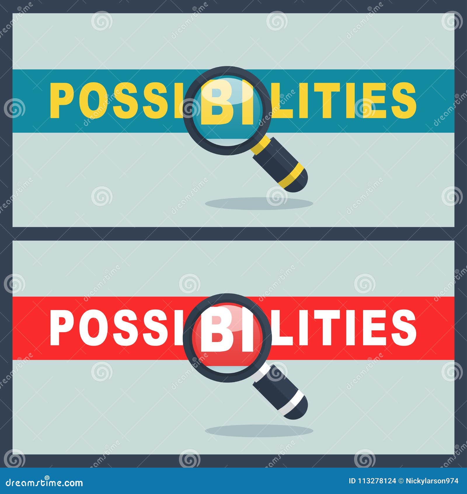 Possibilities Word with Magnifier Concept Stock Vector - Illustration ...