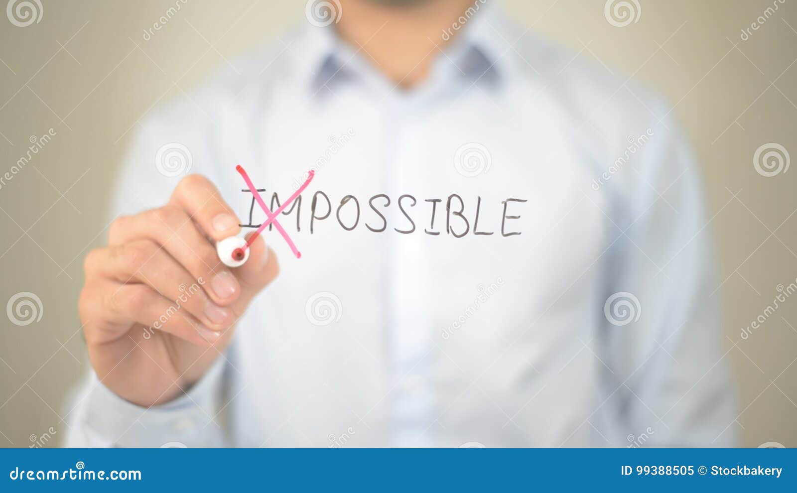 Possible, Man Writing on Transparent Screen Stock Image - Image of ...