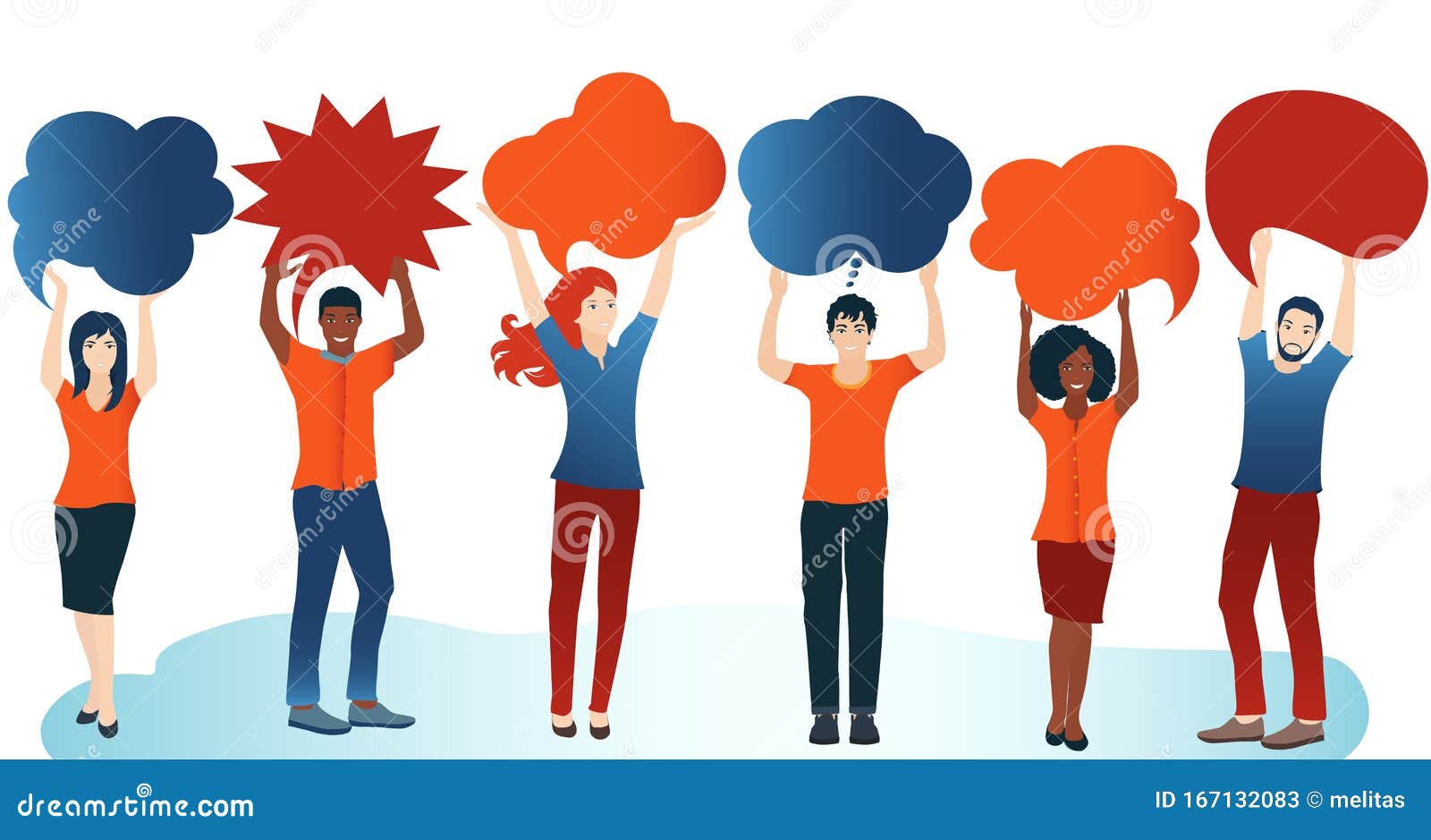 Group of Diverse People with Speech Bubble. Communication and Sharing ...