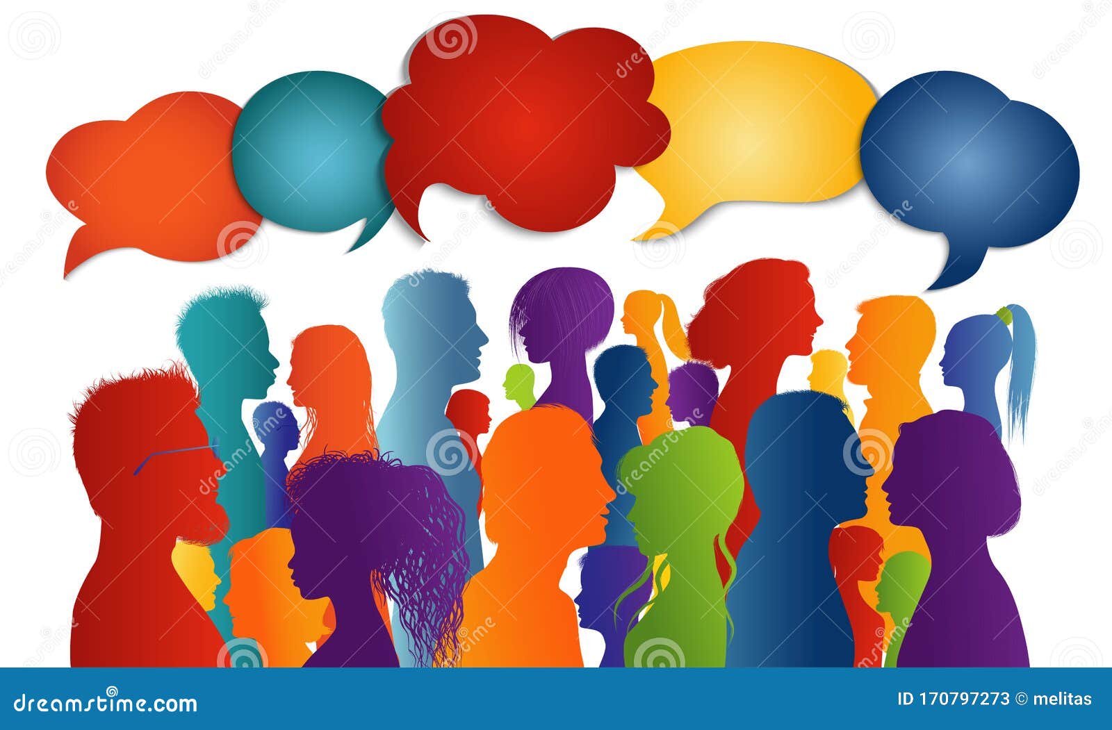 Multicultural Crowd Talking. Dialogue Group Diverse People Different ...
